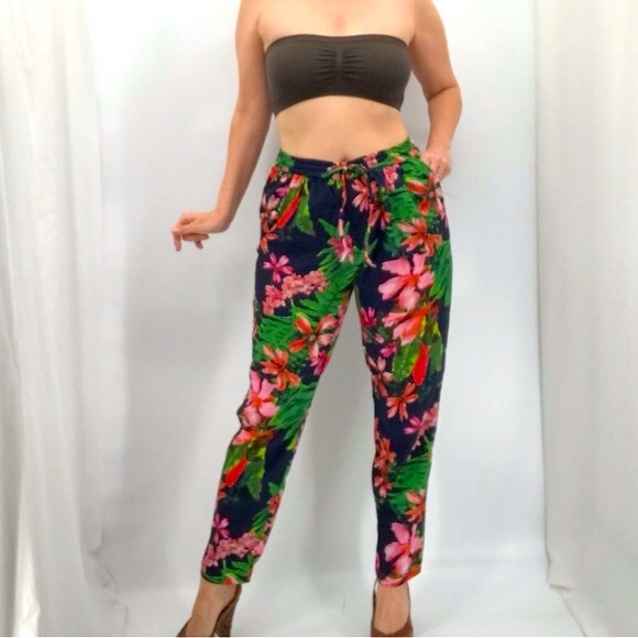 Mango | Pants & Jumpsuits | Mango Mng Collection Botanical Floral Palm ...